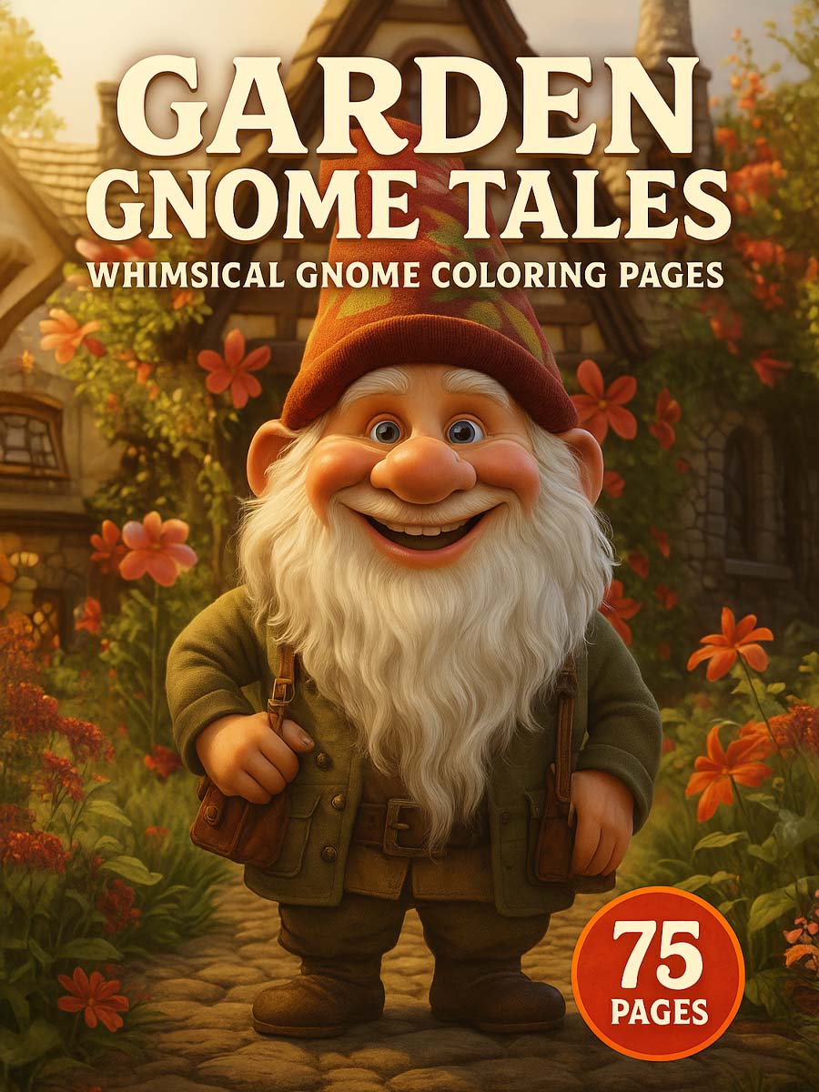 Garden Gnome Tales – 75 Whimsical Gnome Coloring Pages | Fun Kid's ...